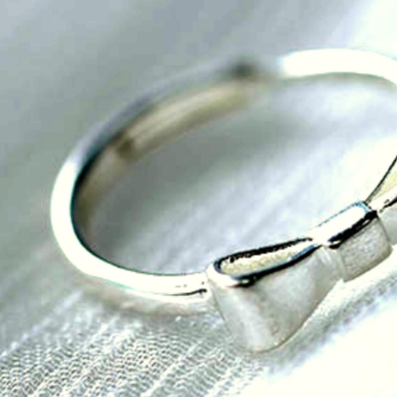 Punkrock Shiny Tiny Silver Bowtie Ring Unique Rare... - Depop
