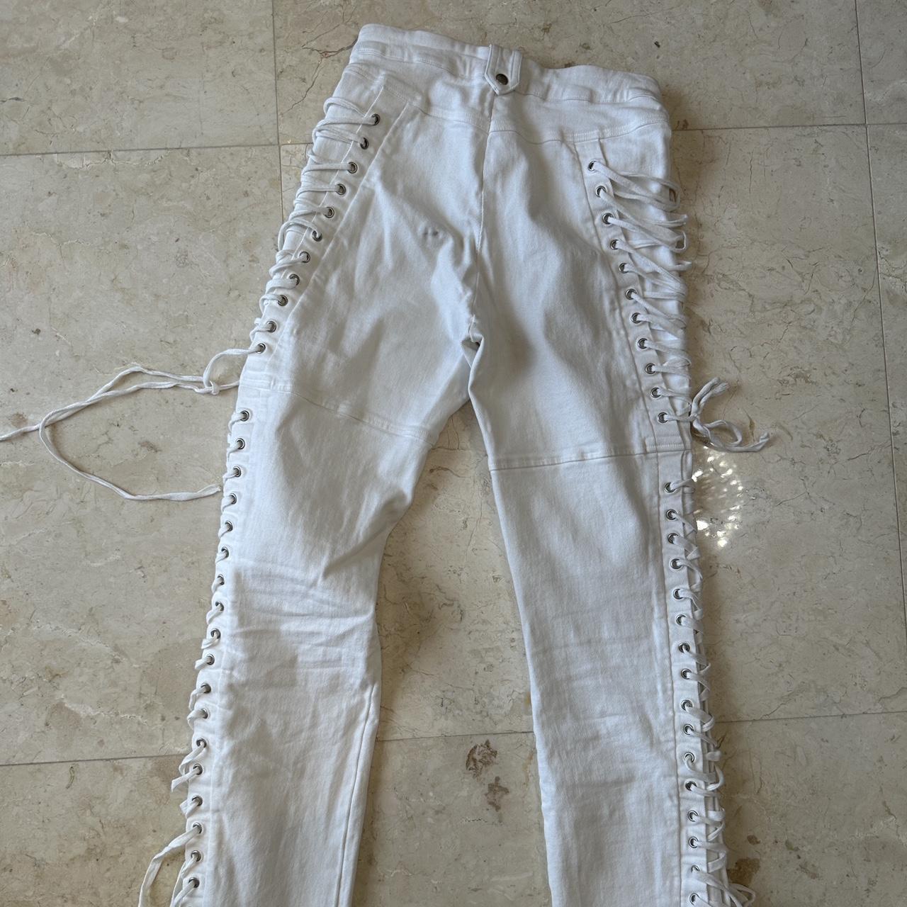 I am Gia white string pants ,Super fun pant to... - Depop