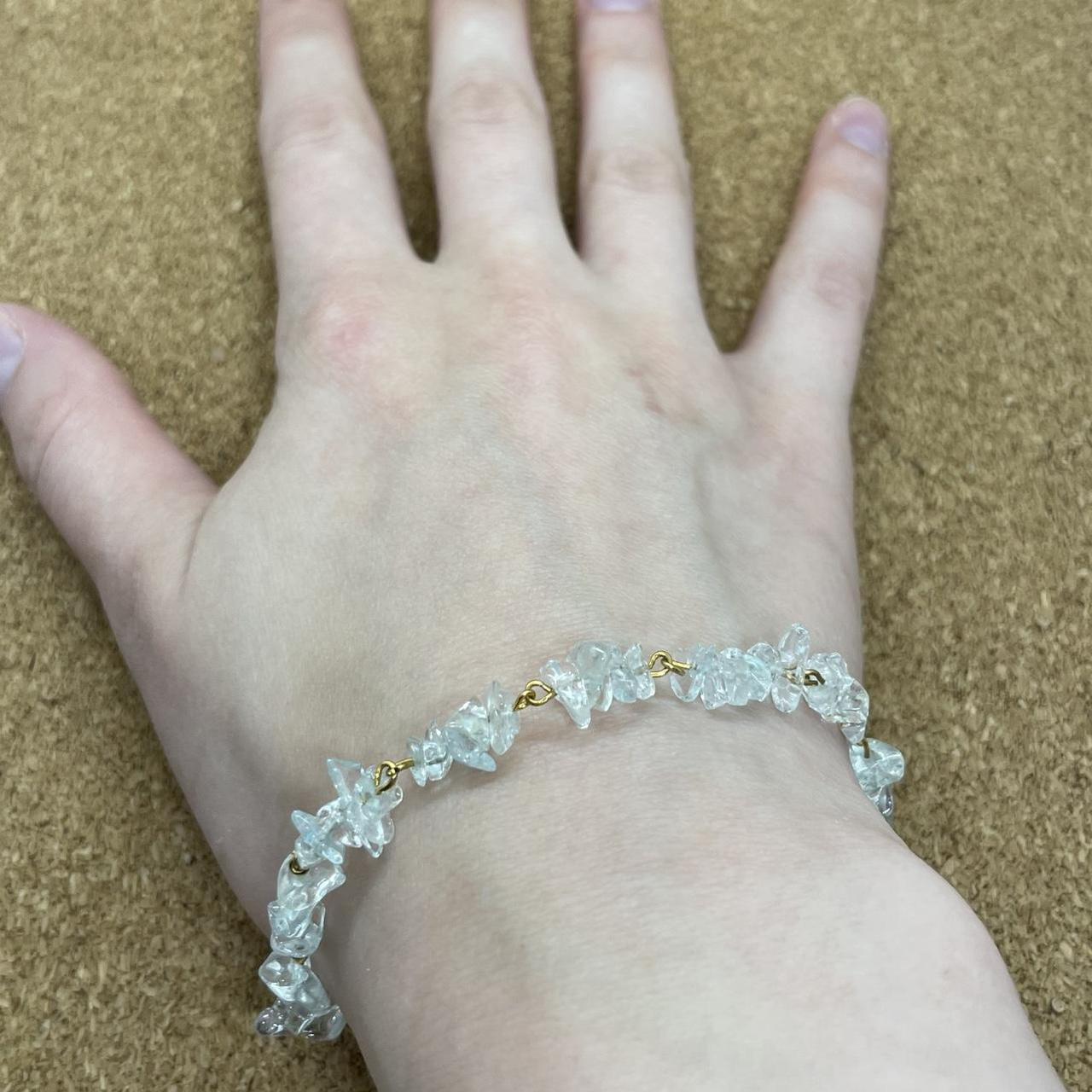 Handmade Transparent Chip Stone Bracelet Looking... - Depop