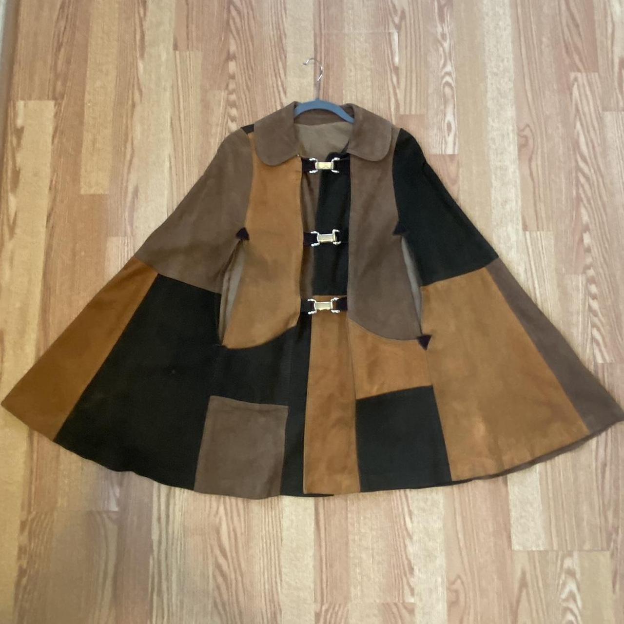 Suede Leather Poncho Overcoat with brass clasps has... - Depop