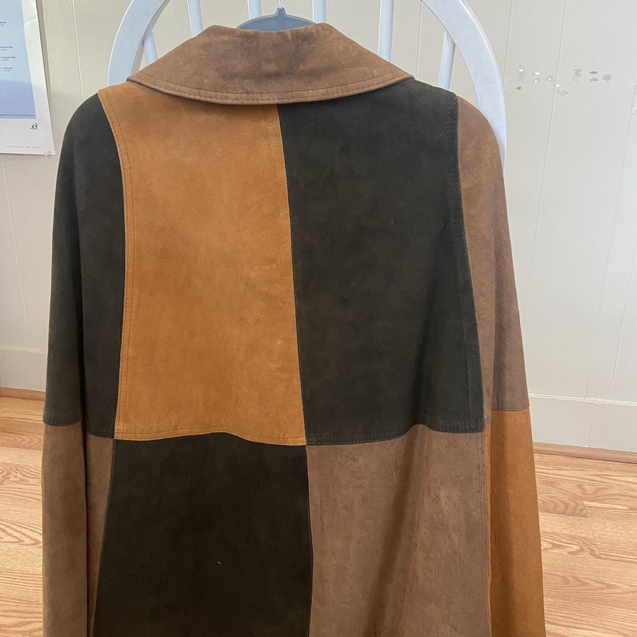 Suede Leather Poncho Overcoat with brass clasps has... - Depop