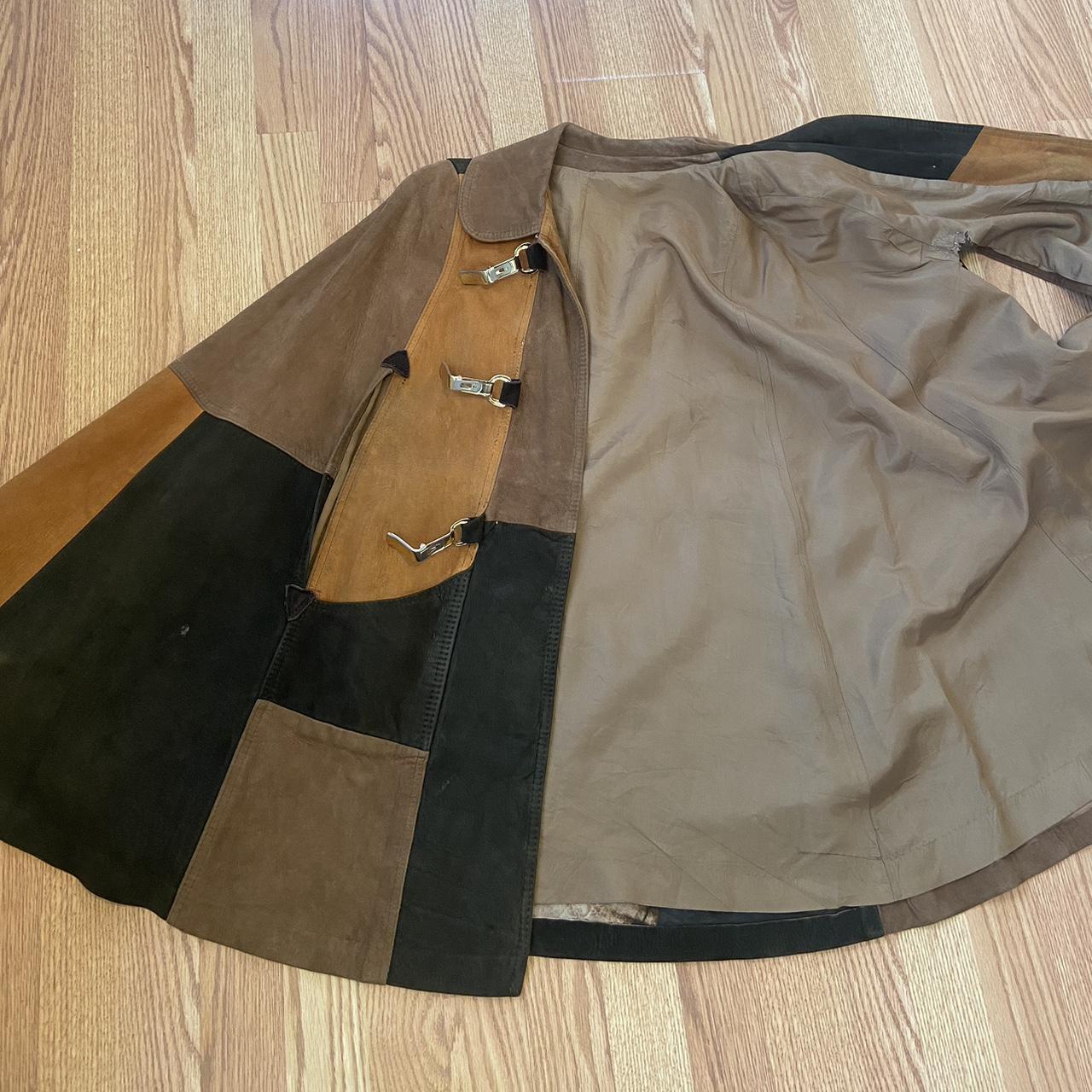Suede Leather Poncho Overcoat with brass clasps has... - Depop