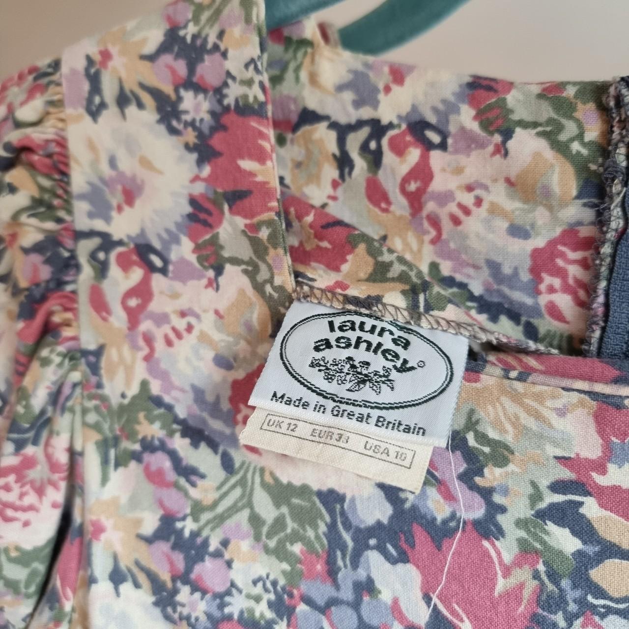 Laura Ashley 1980s pastel colours floral midi dress... - Depop