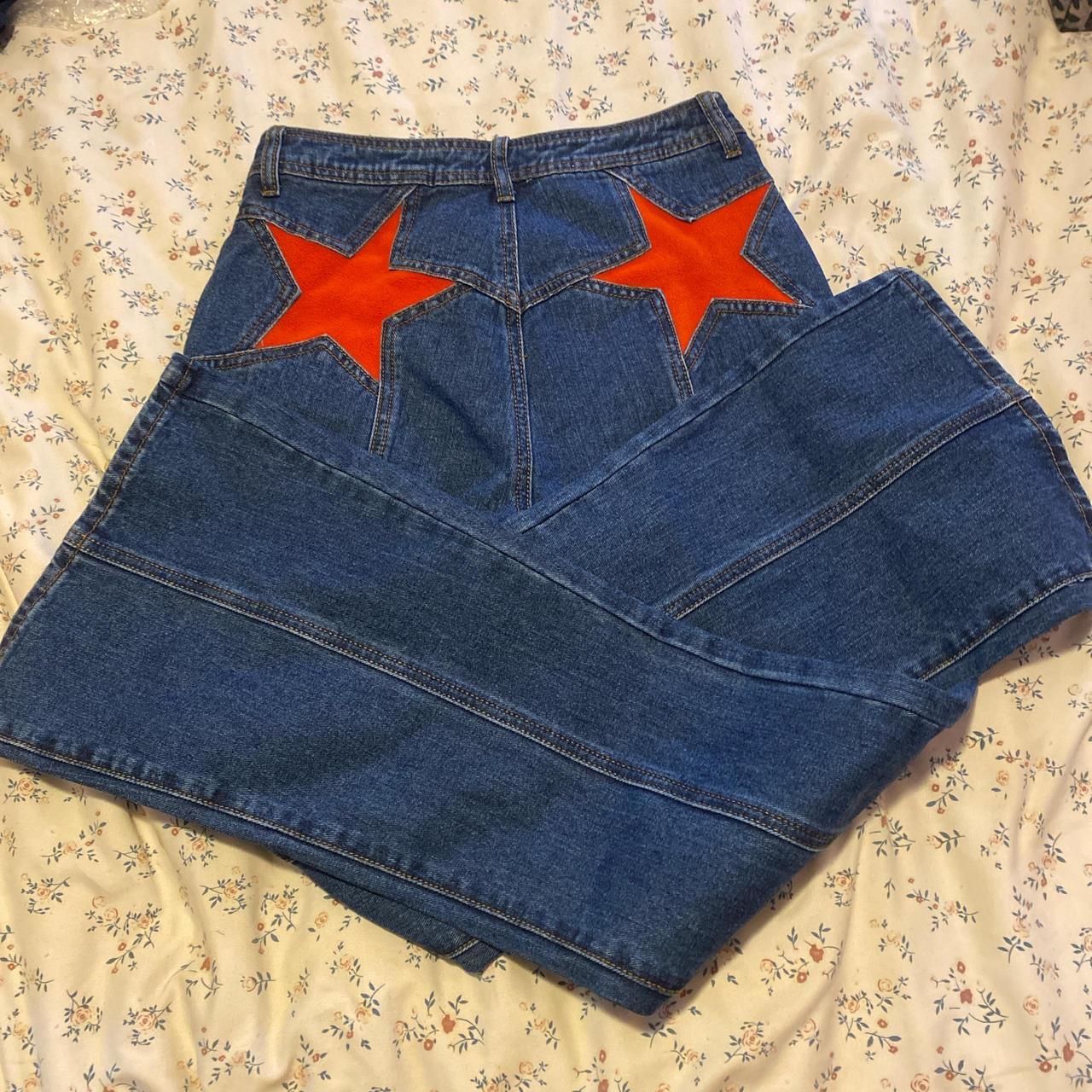 Flare patchwork red star jeans - Depop