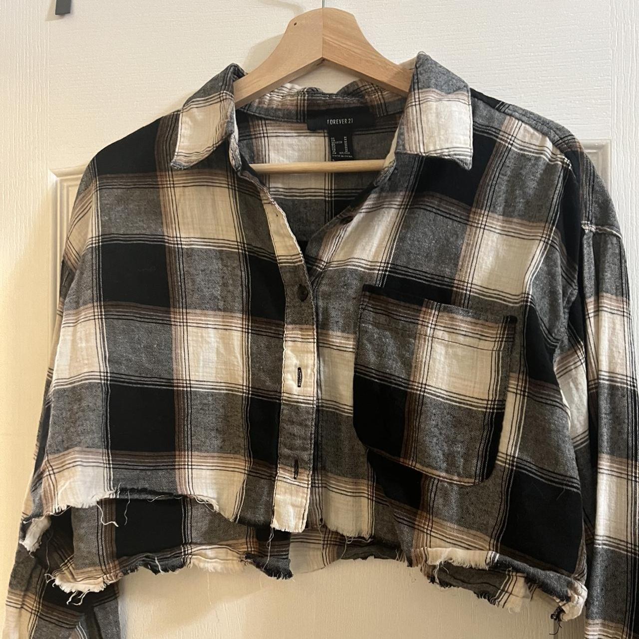 Cropped Plaid Flannel Preloved In perfect... - Depop