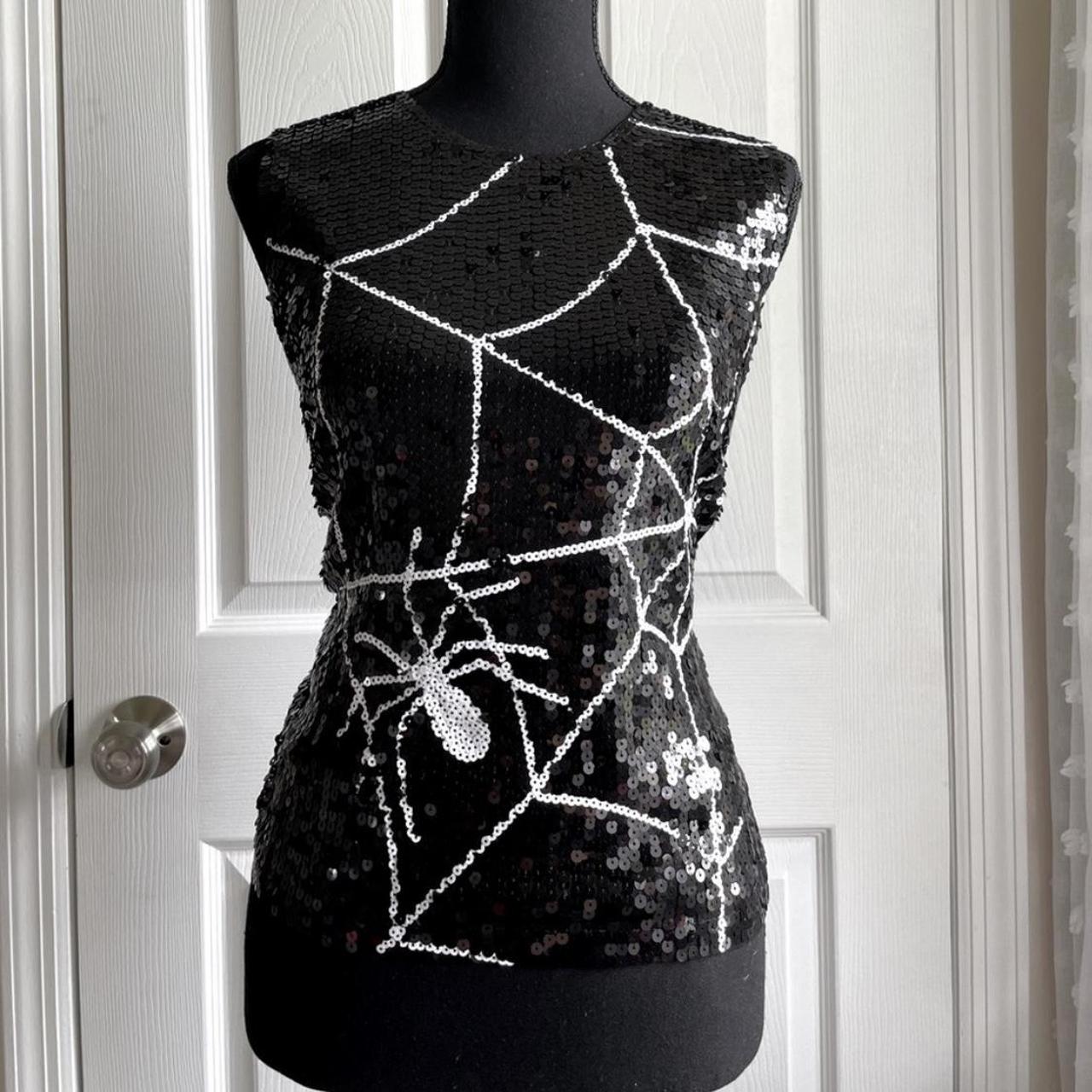 Repop: beautiful spiderweb sequin tank top perfect... - Depop