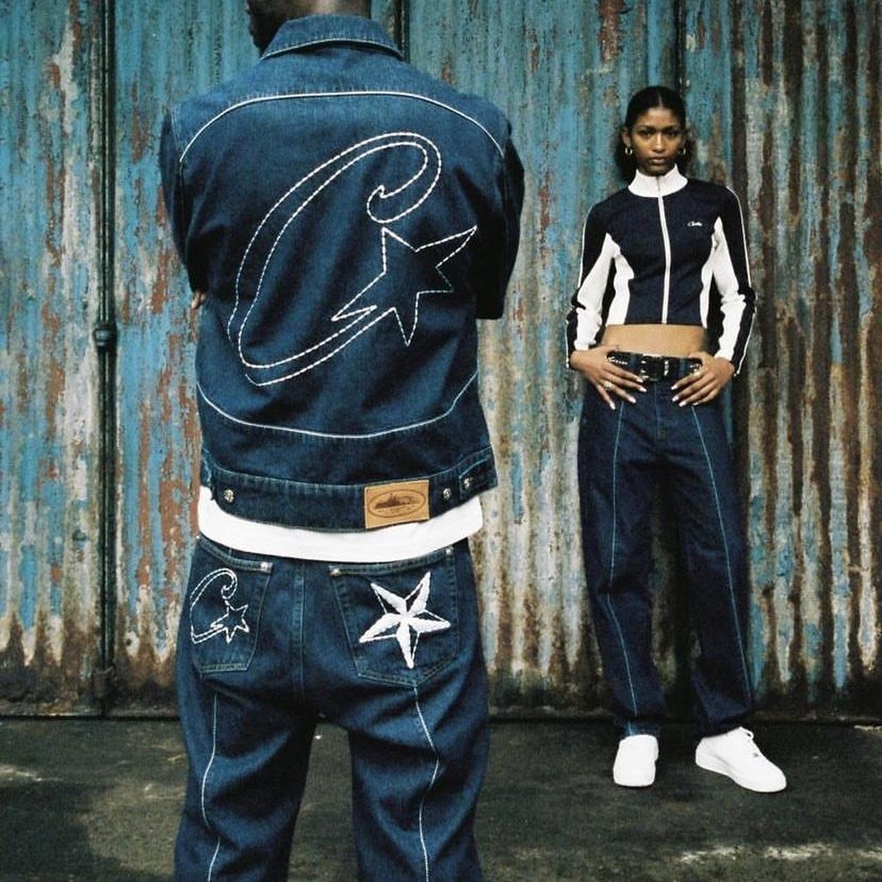 Corteiz denim jacket and bottoms Straight leg... - Depop