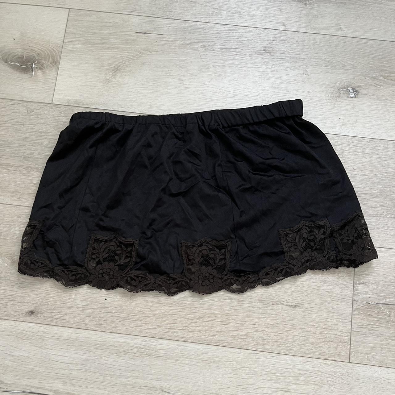 Black and brown lace mini skirt Super cute!! Good... - Depop