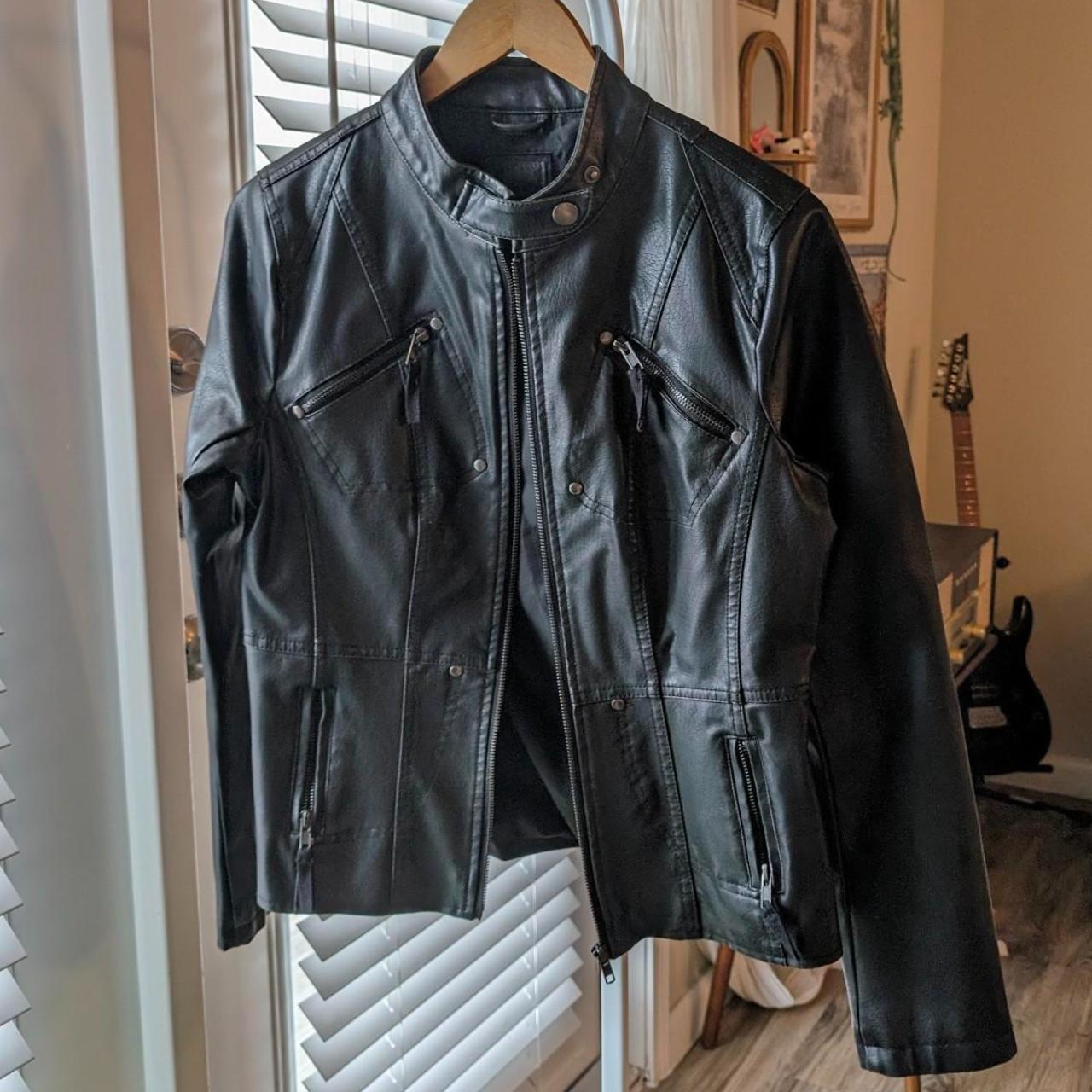 Vintage Faux Moto Jacket ꔫ ** Labeled a size M,... - Depop