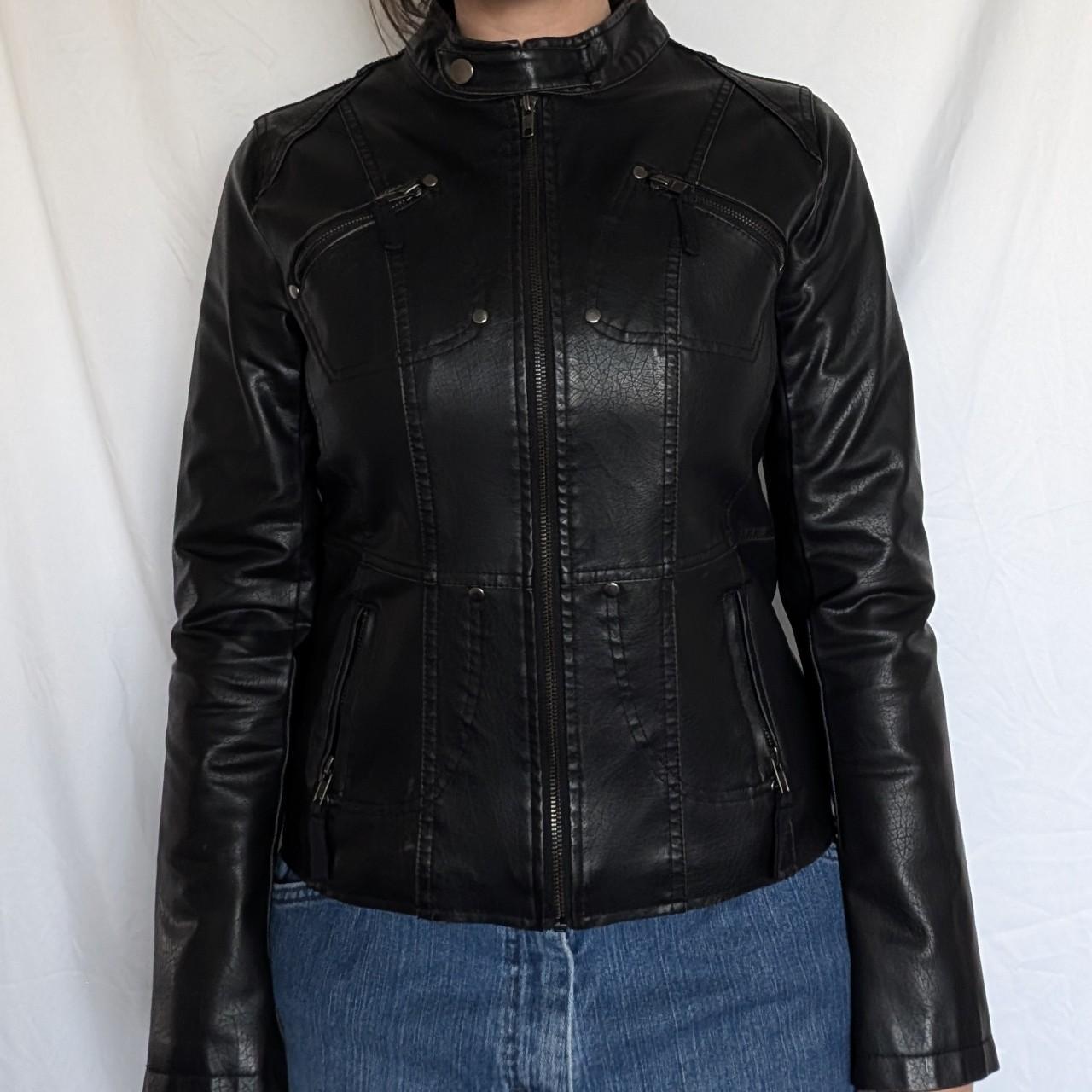 Vintage Faux Moto Jacket ꔫ ** Labeled a size M,... - Depop