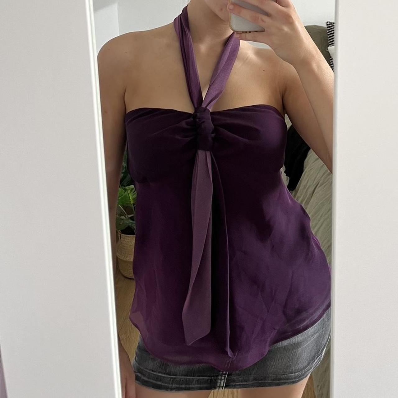 Next purple and lilac chiffon sheer halterneck top... - Depop