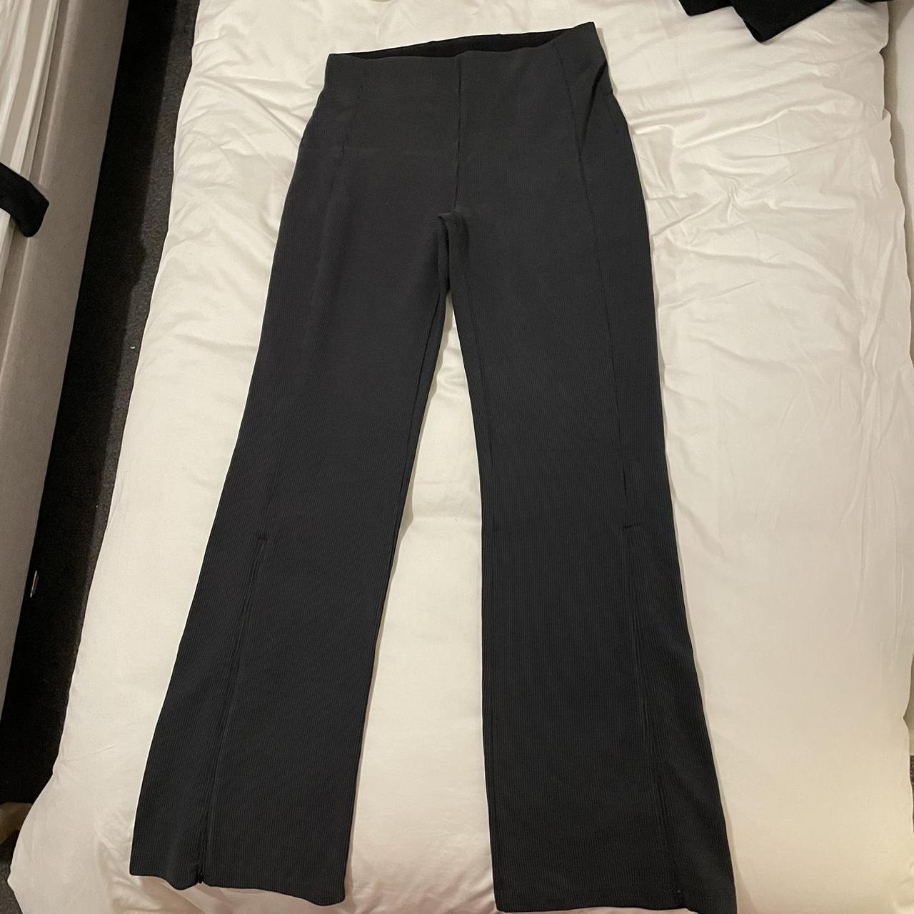 lululemon grey ribbed flare trousers / leggings!... - Depop