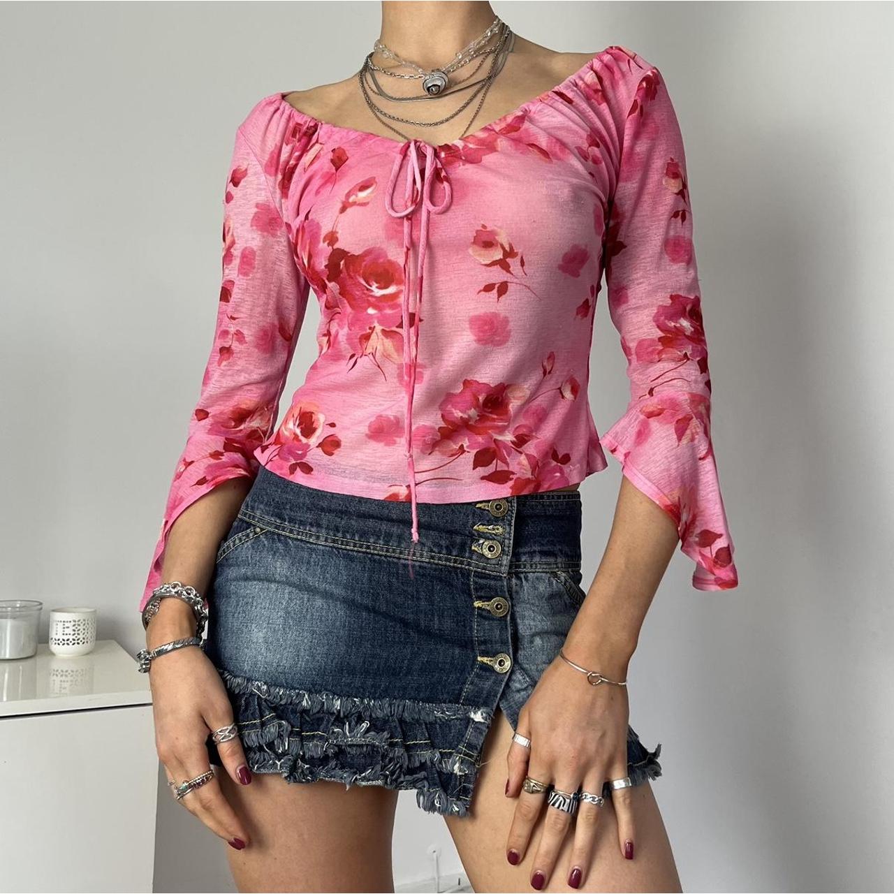 Women's Pink and Red Blouse | Depop
