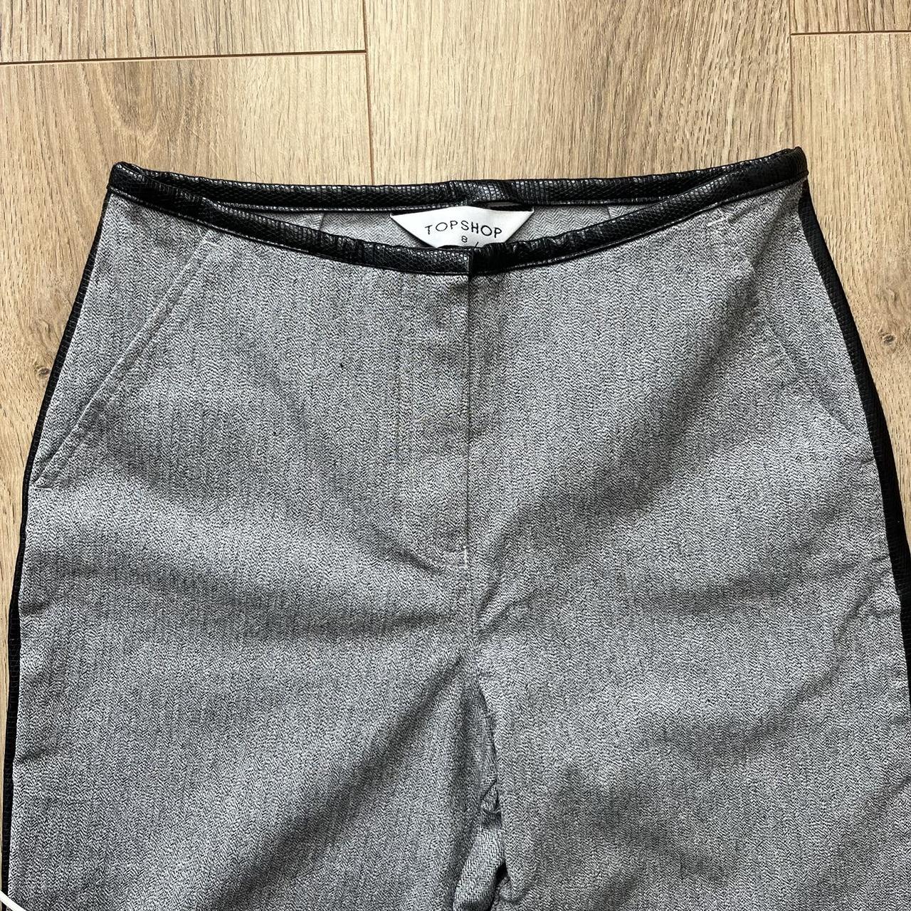 topshop 90s 00s label grey faux leather grey stretch... | Depop