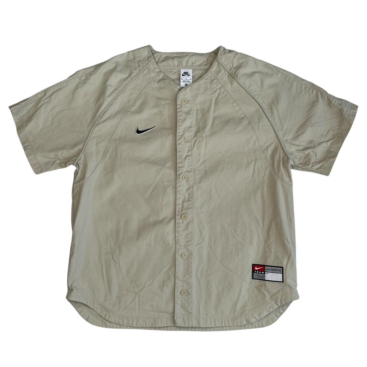 Nike Button Up Canvas Baseball Top Cream Brand: ... | Depop