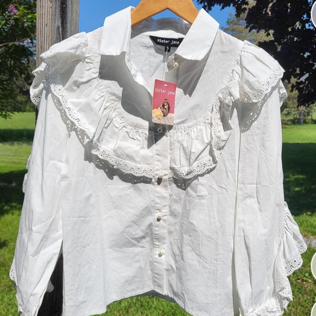 Sister Jane Walled Garden Ruffle Blouse Preserve... - Depop