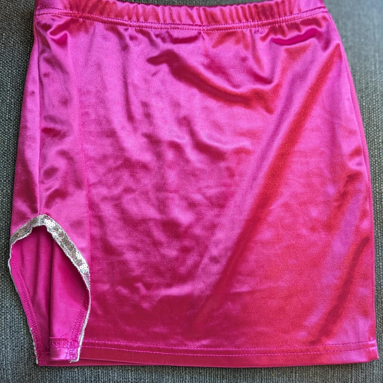 Shein Hot Pink skirt with Silver Sequin slit on the... - Depop