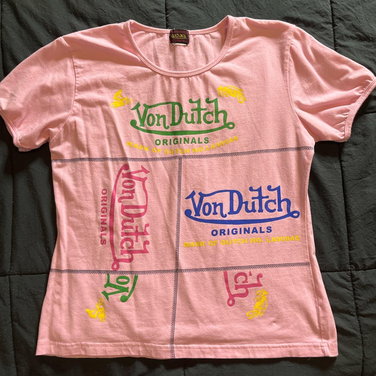 Y2k baby pink Von Dutch shirt in good condition. The... - Depop