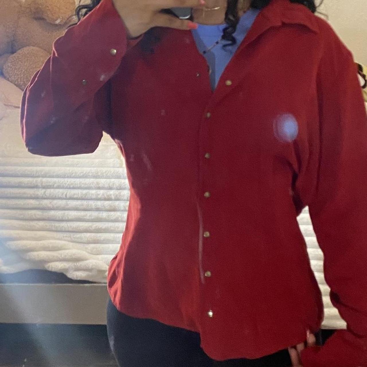 Vintage Red suede button up super soft -fits like a... - Depop