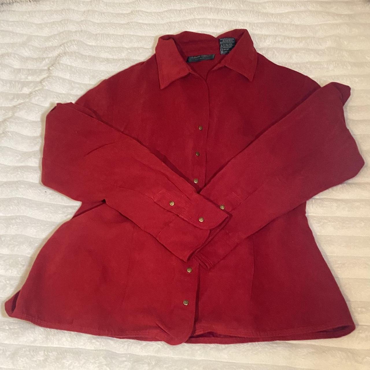 Vintage Red suede button up super soft -fits like a... - Depop