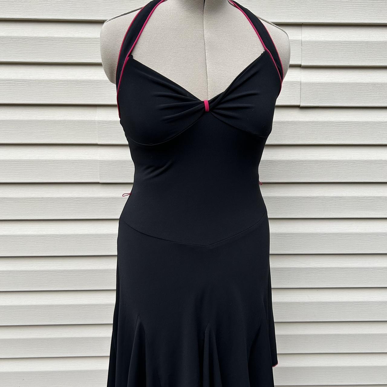 ♡Ruby Rox Y2K black halter dress with hot pink... - Depop