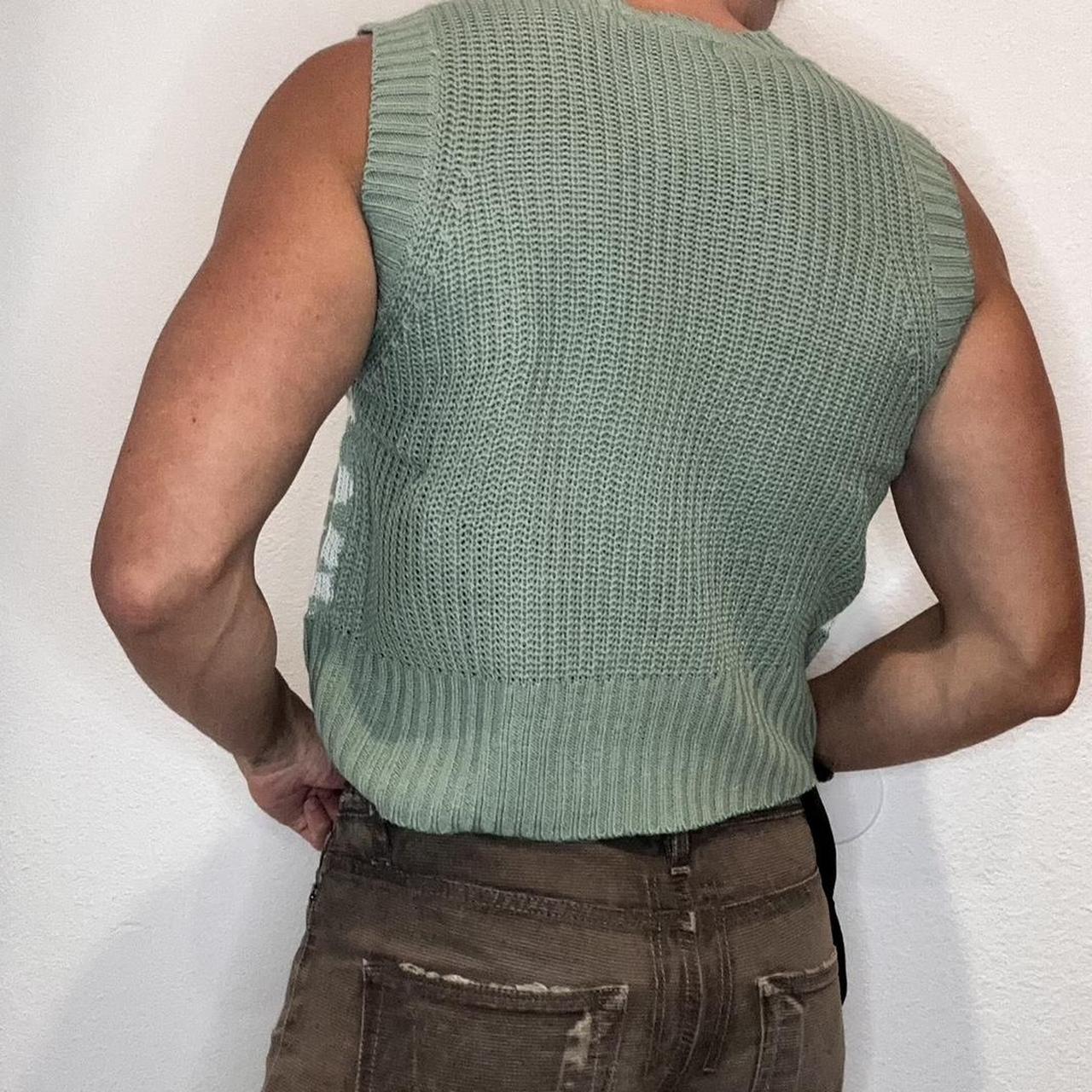 Unbranded Men's White and Green Jumper | Depop