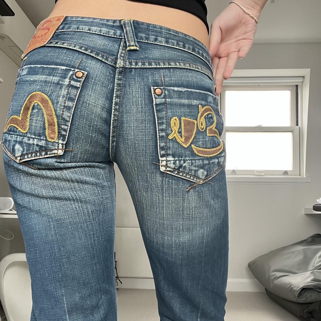 Evisu woman’s low waisted straight leg jeans W28 One... - Depop