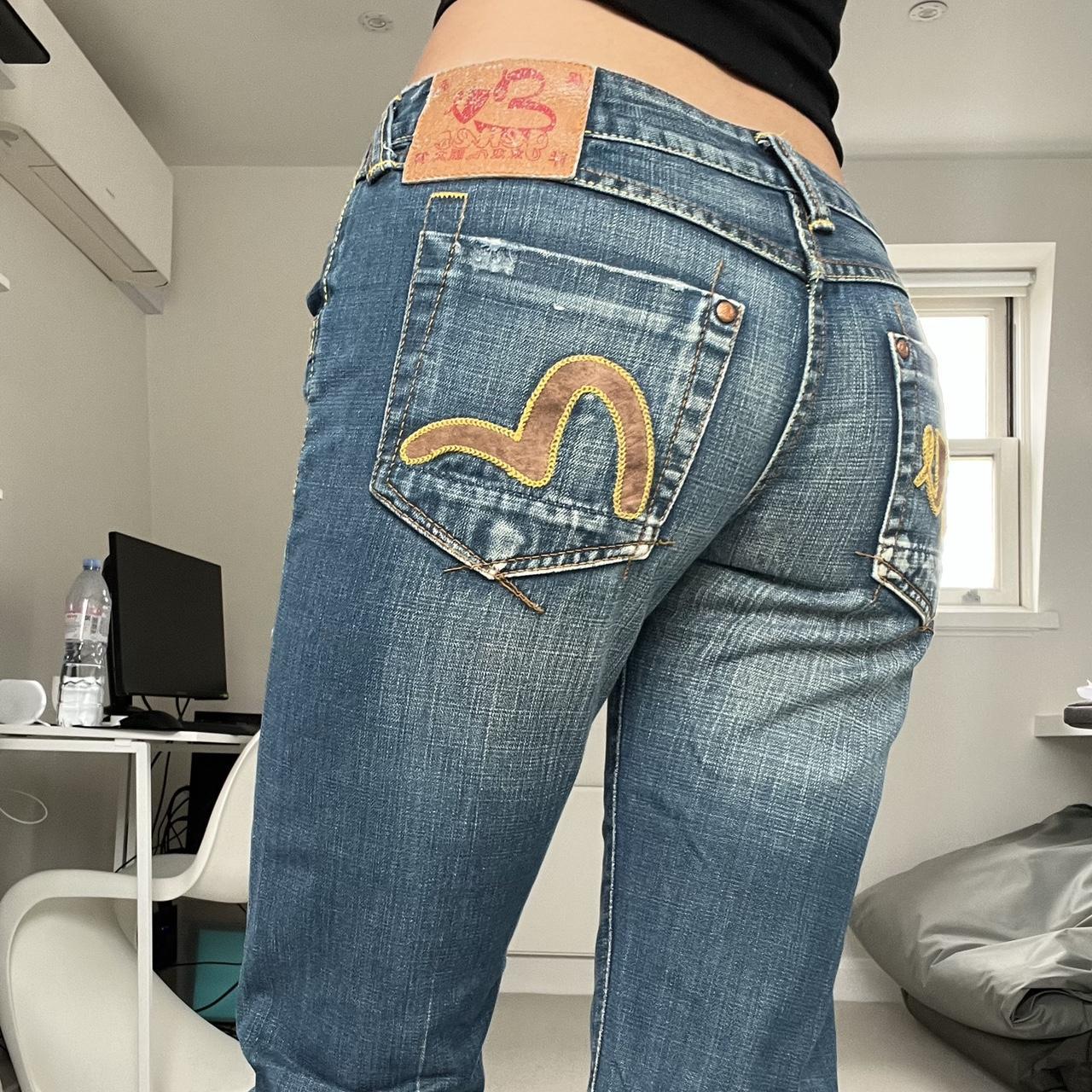 Evisu woman’s low waisted straight leg jeans W28 One... - Depop