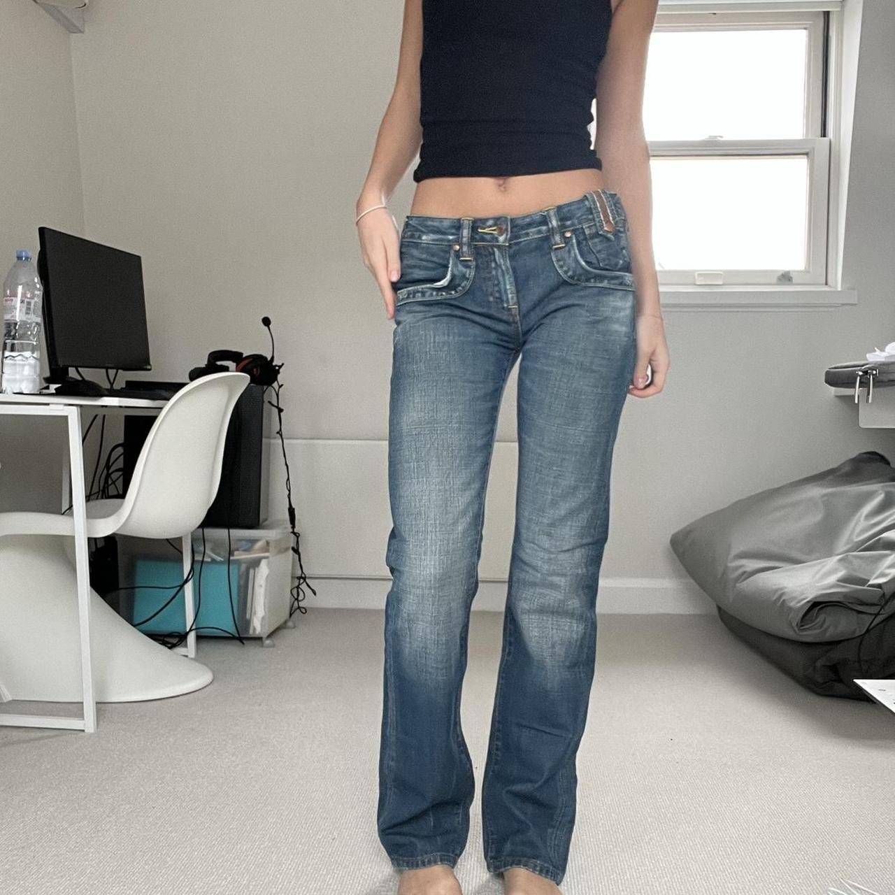 Evisu woman’s low waisted straight leg jeans W28 One... - Depop