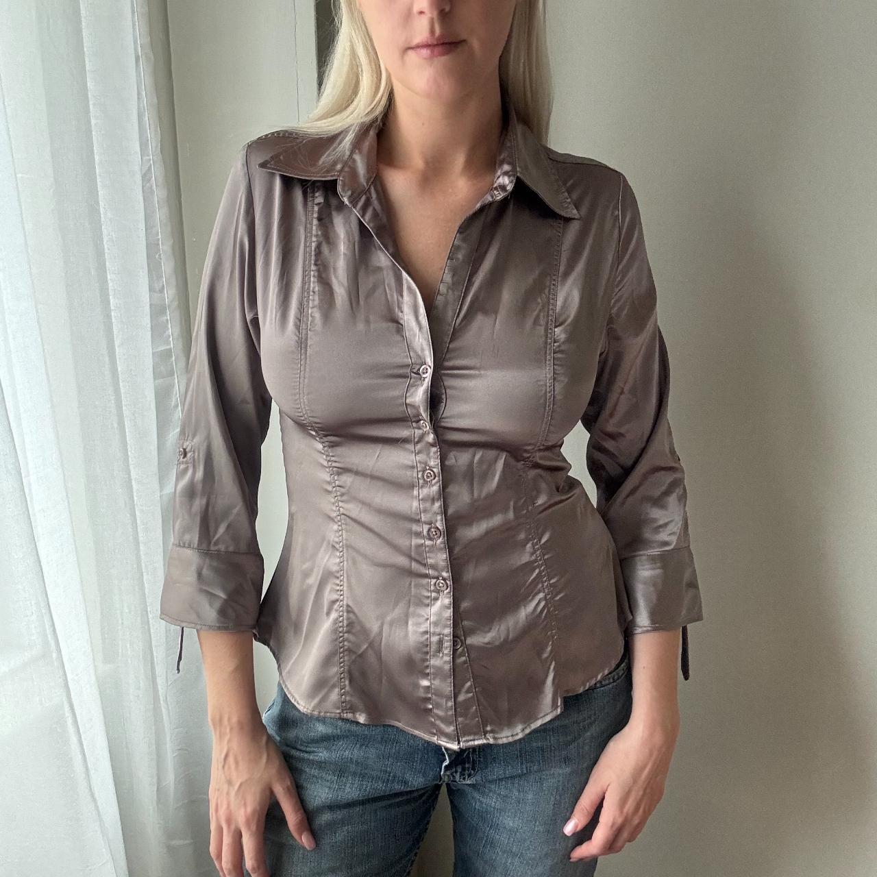 Vintage cache cache french grunge sexy button down... - Depop