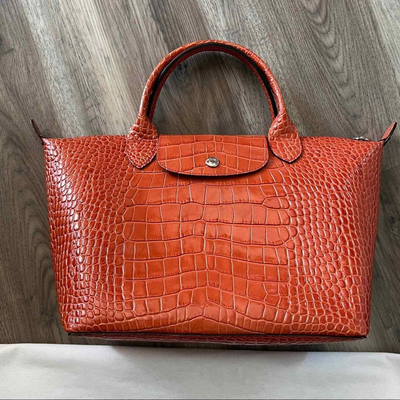 Longchamp Women's Orange and Red Bag | Depop