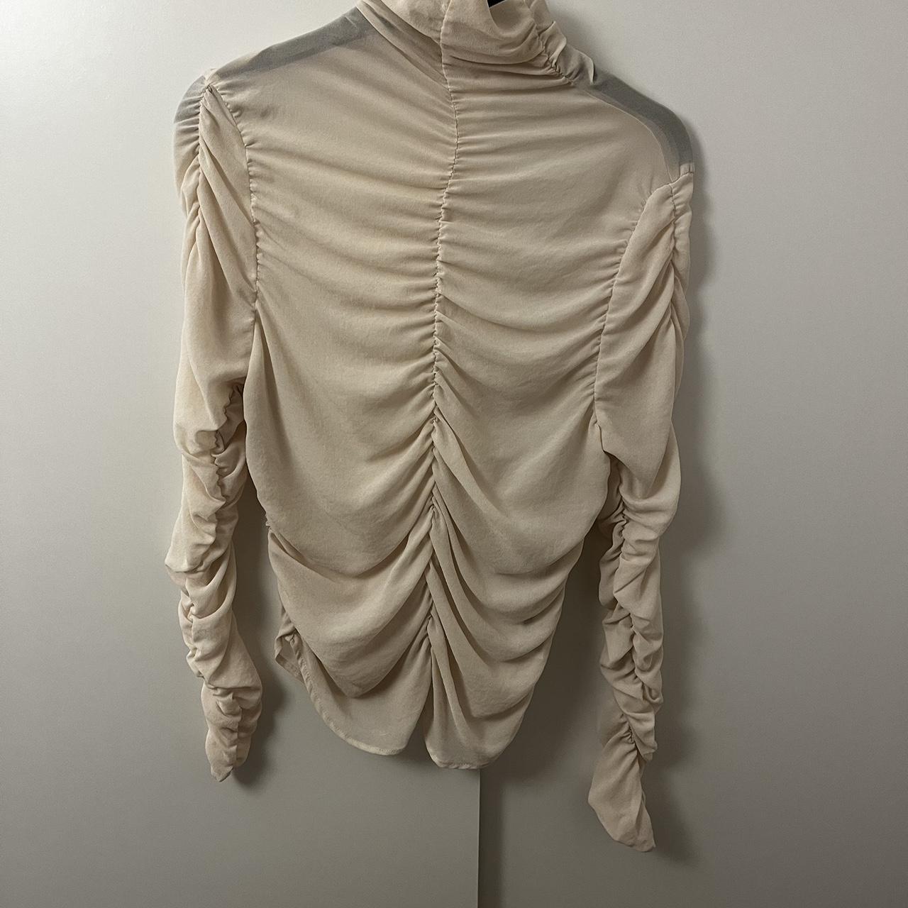 Zara ruched high neck crepe top with zip... - Depop