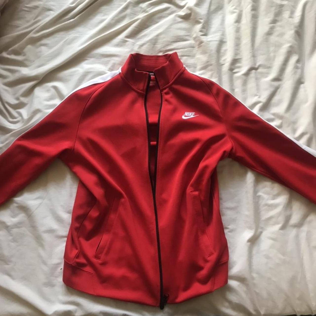 Red Nike polyester track jacket/ track top with... - Depop