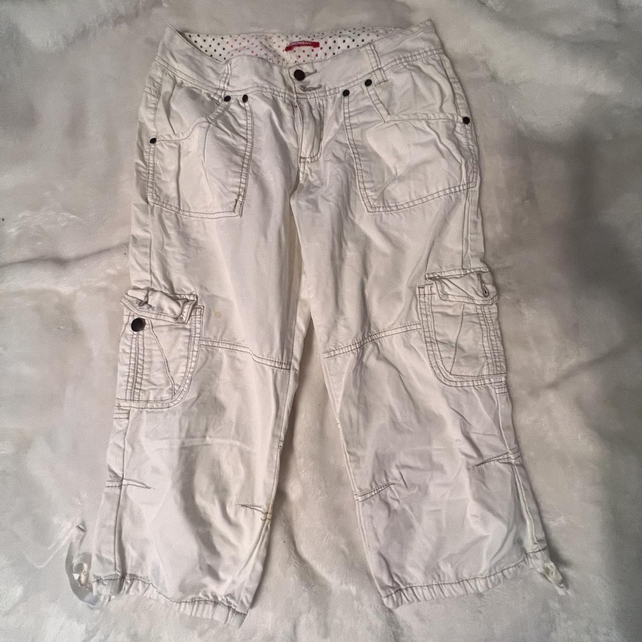 White Cargo Capris! Worn but in good condition,... - Depop