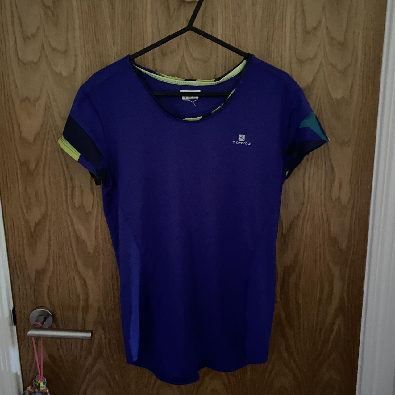 Decathlon blue and green sports top Size small label... - Depop
