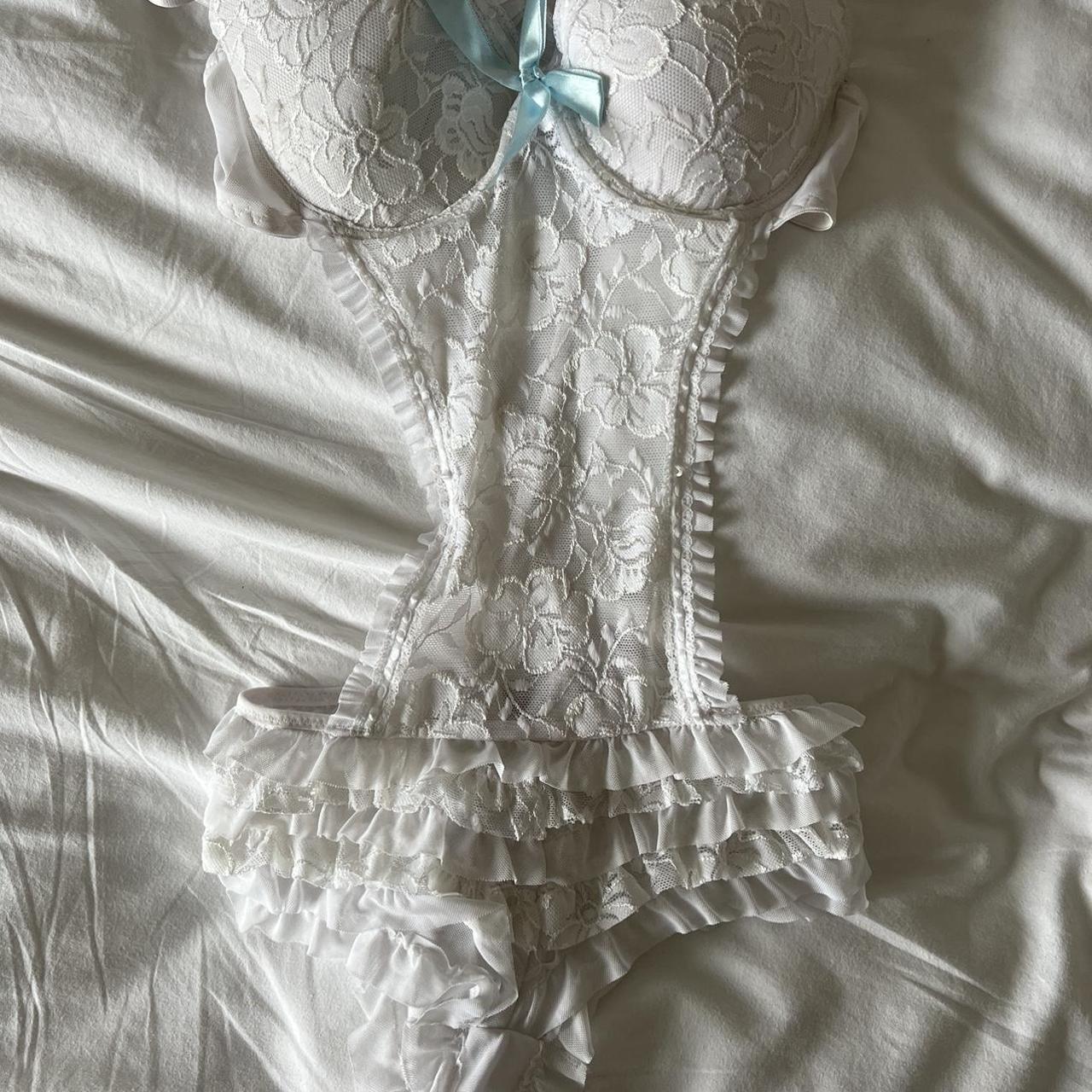 HALLOWEEN DROP 🎃👻 white bustier corset laced mesh... - Depop