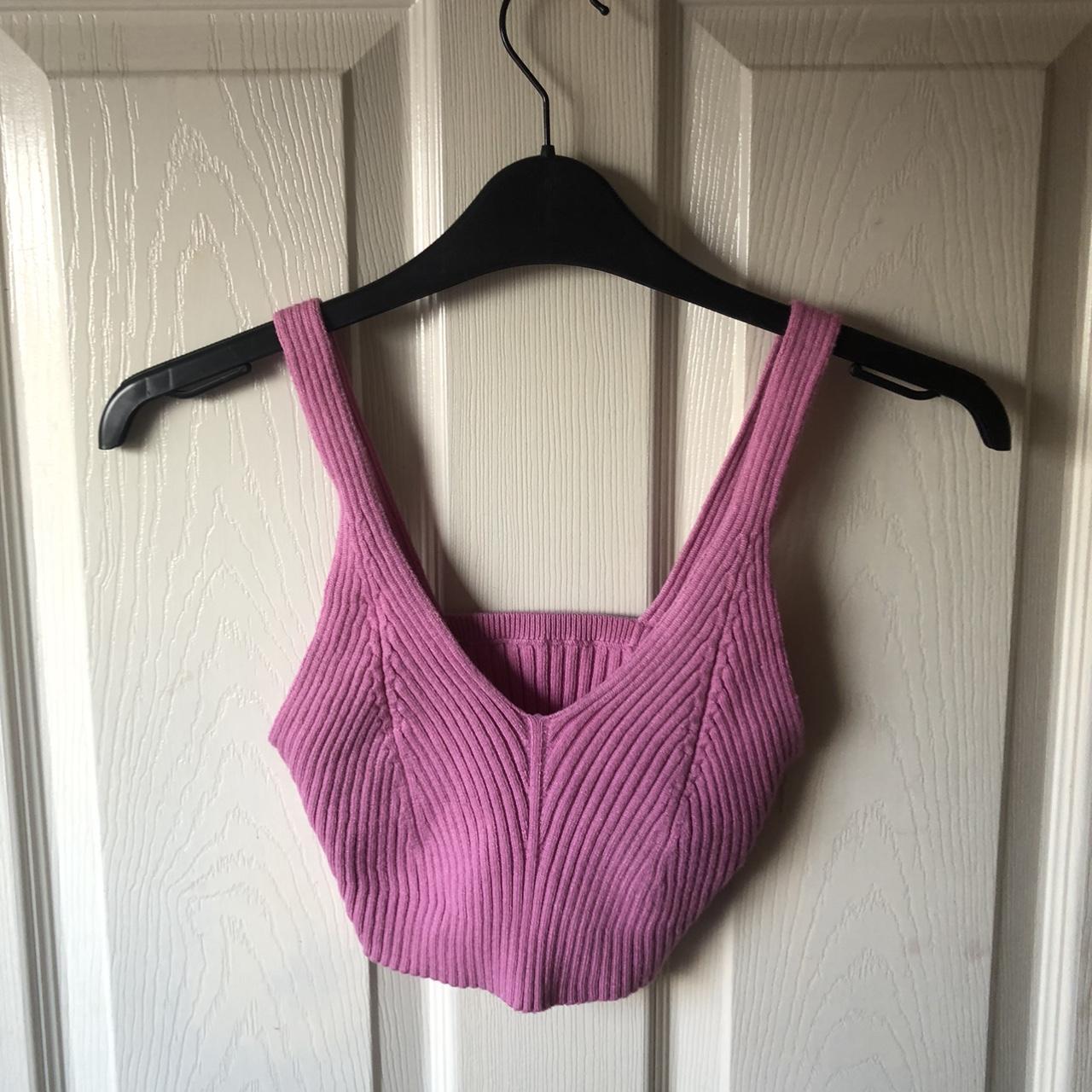 SHEIN pink knitted crop top. Size XS / 6. - Depop