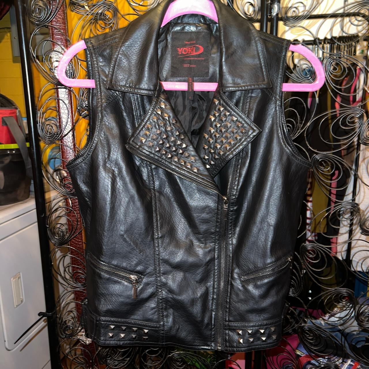 Yoki leather vest Stud accents Tag says small (... - Depop