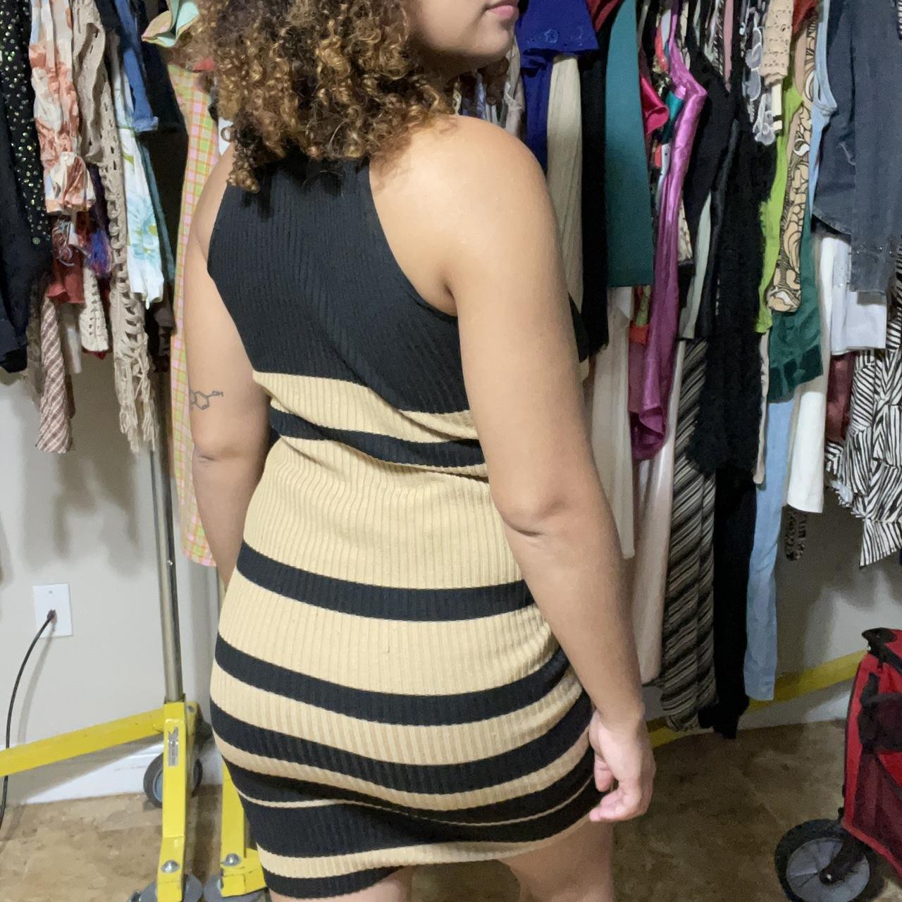 Stripped body con dress . Size small/medium Model... - Depop