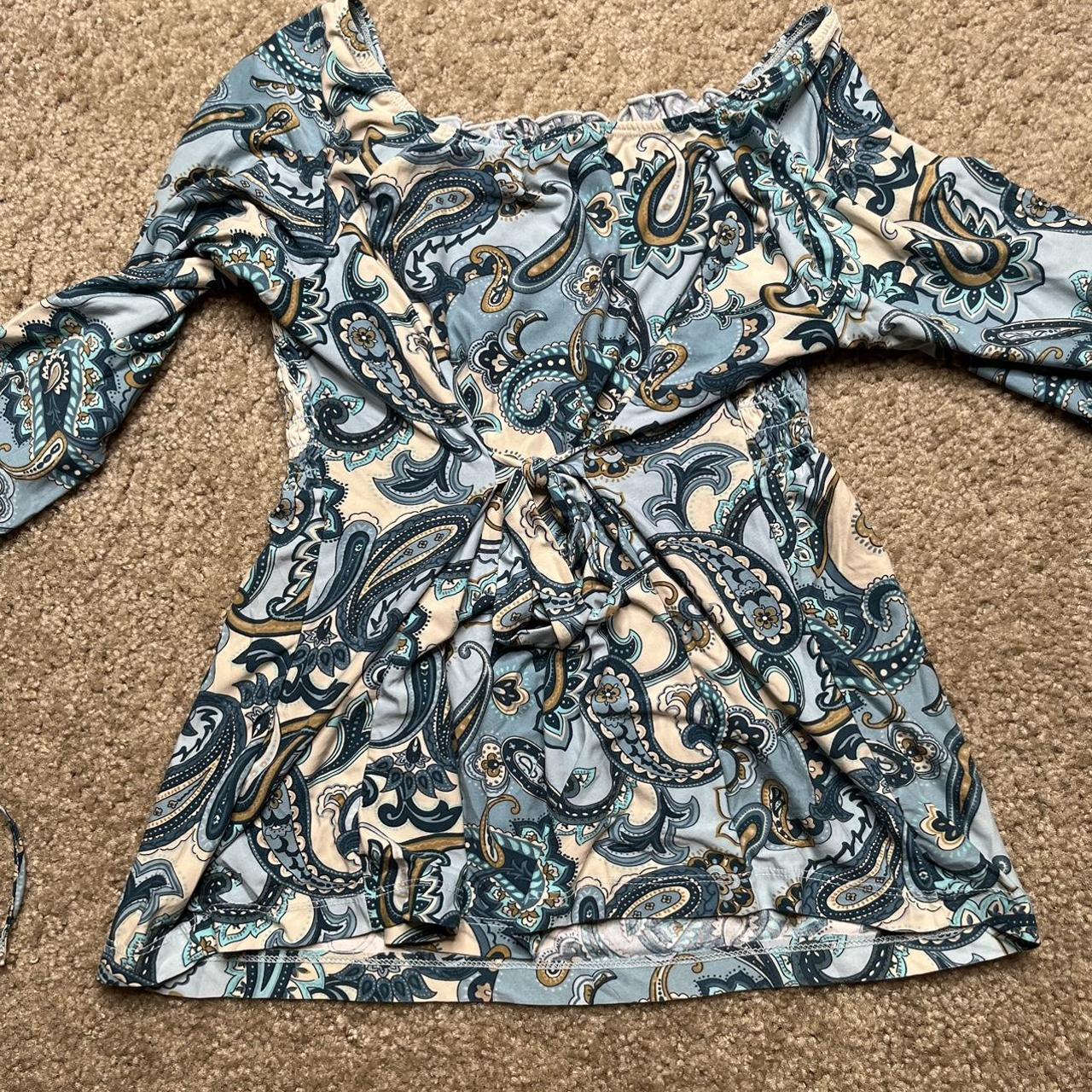 70s Boho Top🩵 ♡very flowy ♡cool... - Depop