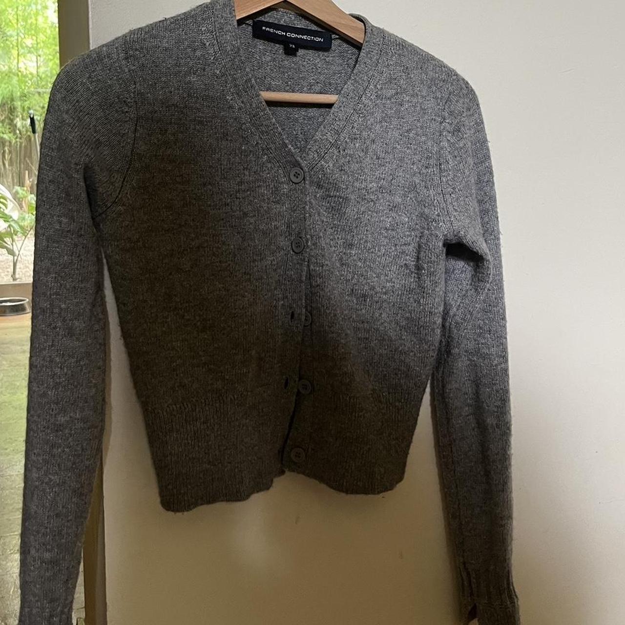 french connection grey cardigan size xs perfect... - Depop