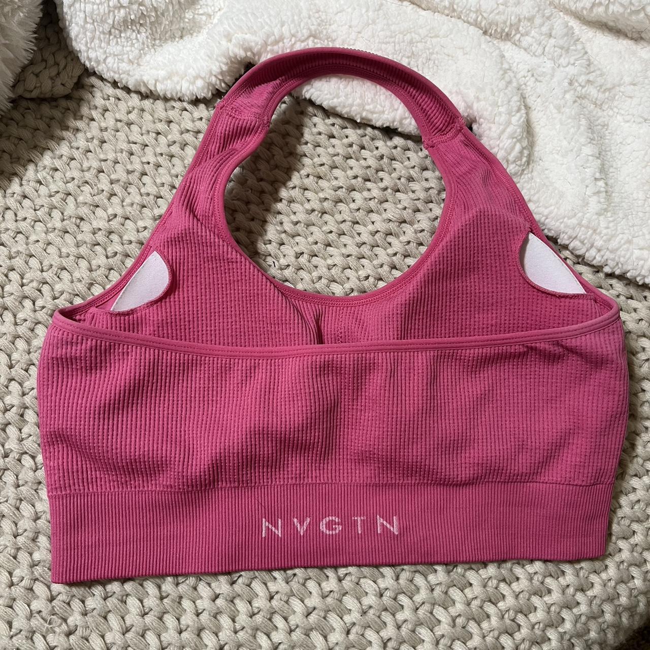 nvgtn bubblegum pink halter sports bra, size medium... - Depop