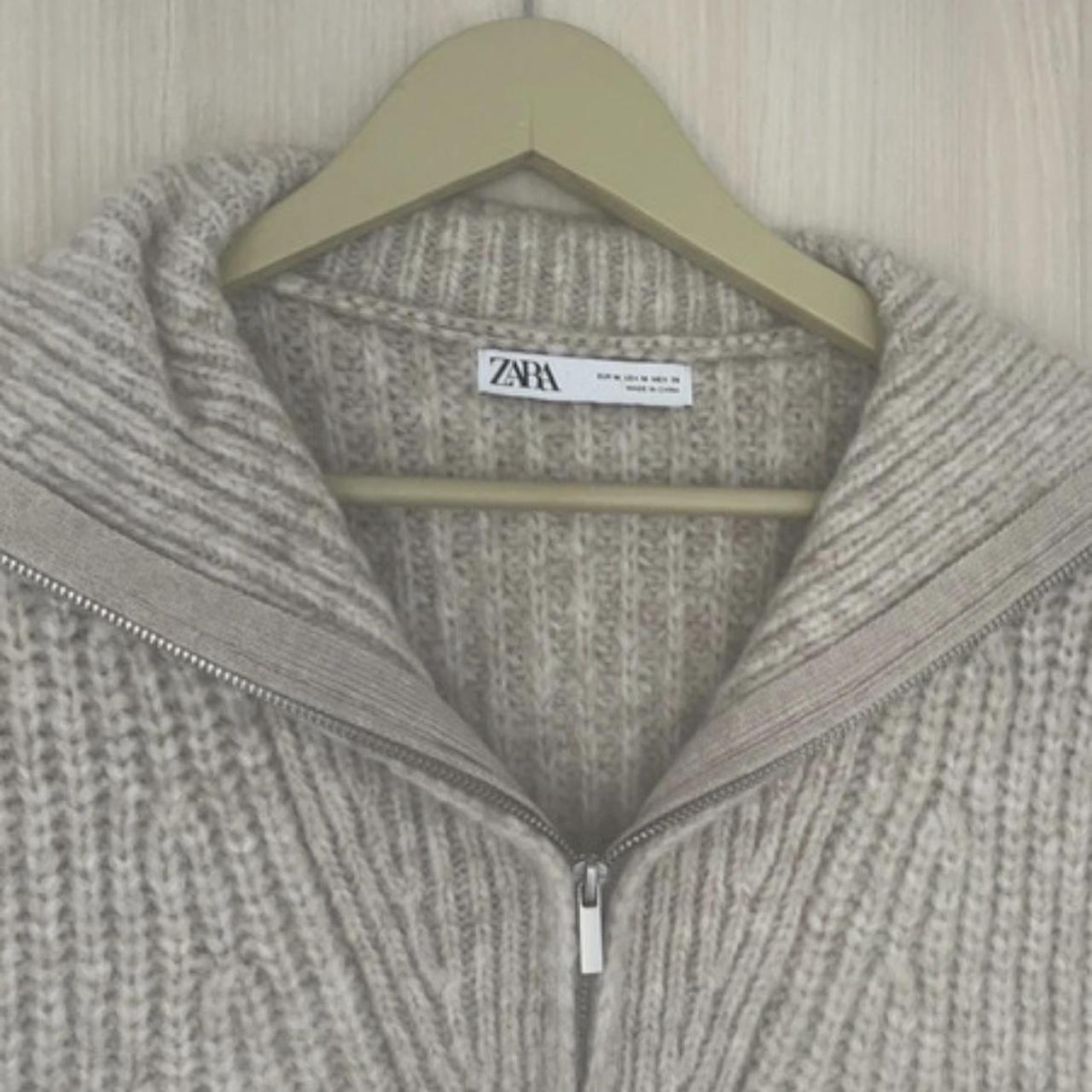 Zara rib knit half zip collar jumper with drawstring... - Depop