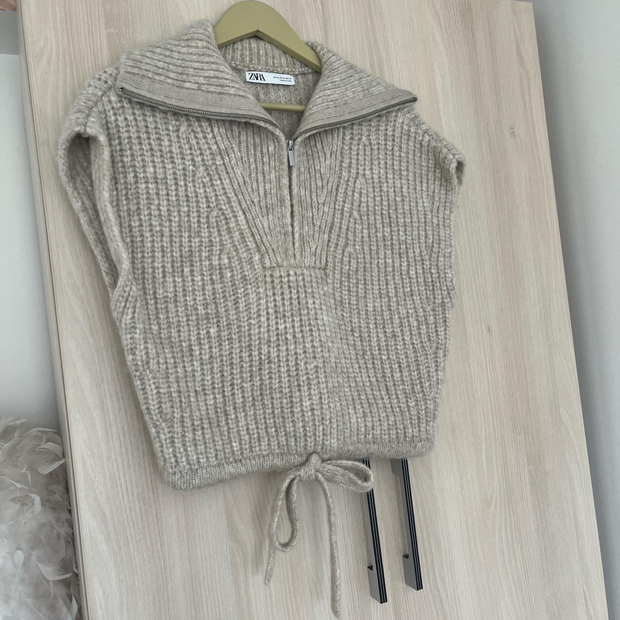 Zara rib knit half zip collar jumper with drawstring... - Depop