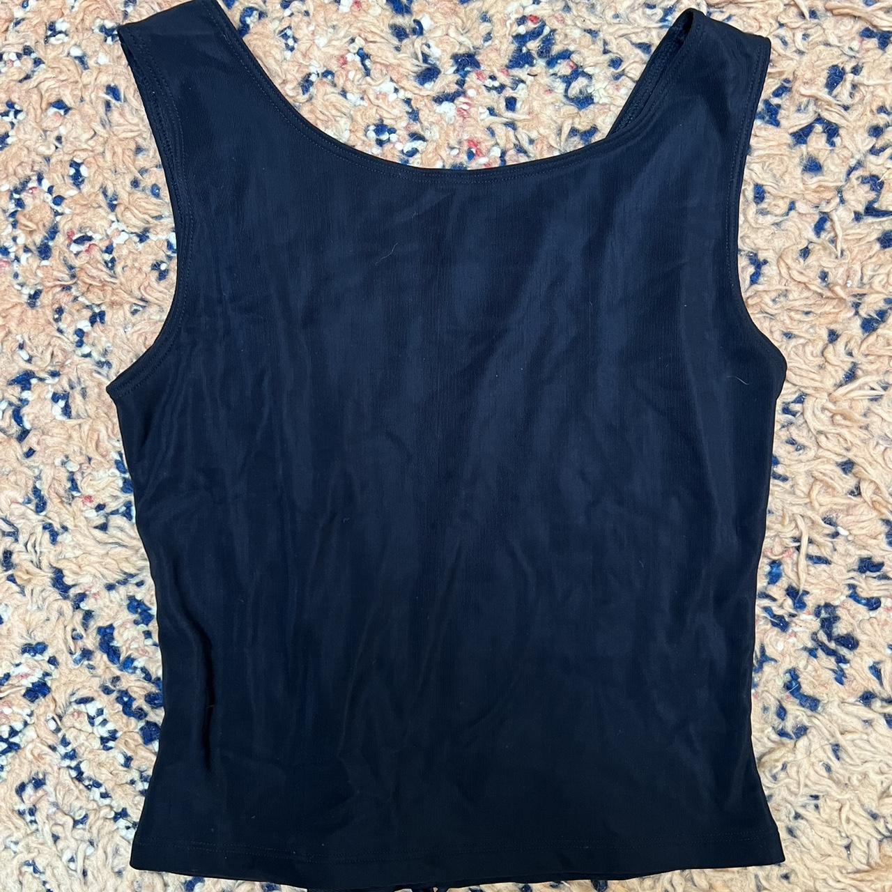 Very cute black tank top with lace up detail - Depop