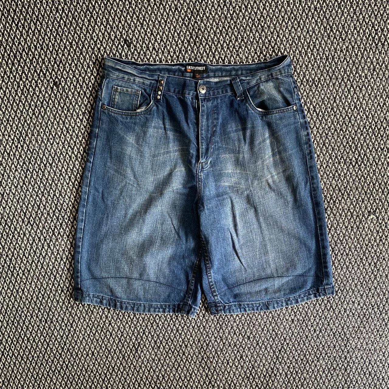 Vintage 00s Easy St Baggy jorts Unique studded belt... - Depop