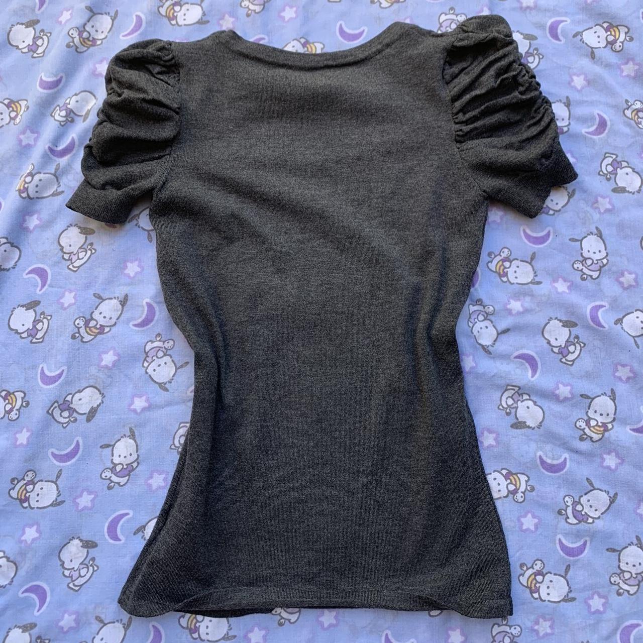 super cute and girly grey top with poofy sleeves.... - Depop