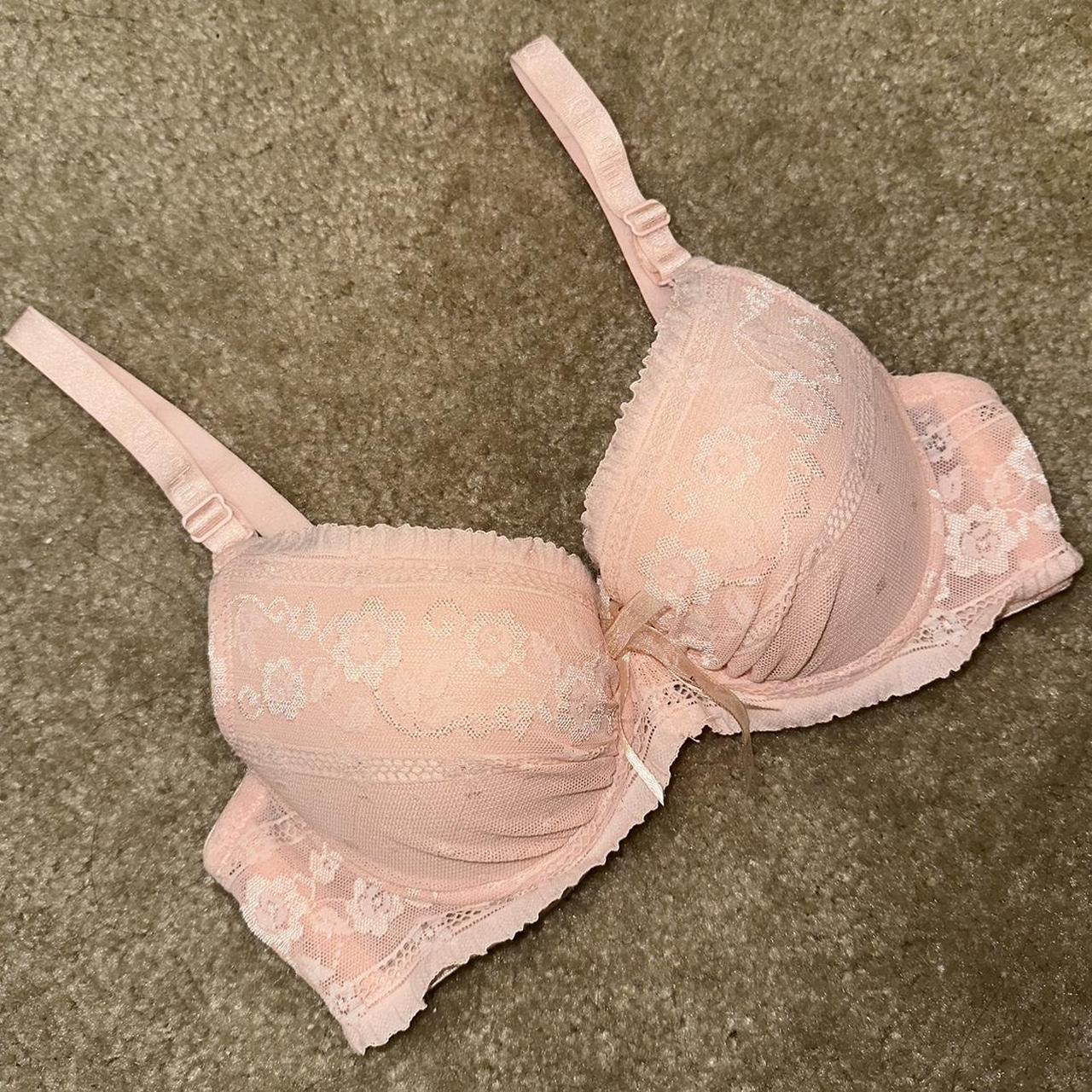 japanese light pink coquette push up bra size A70 in... - Depop