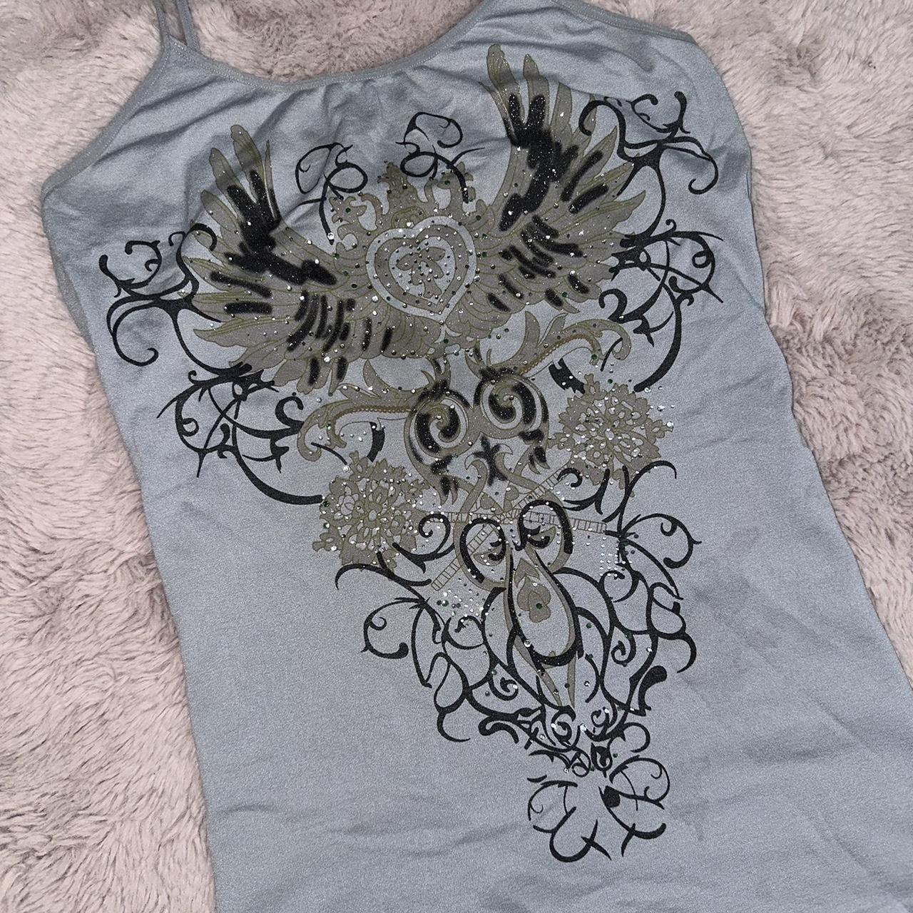 cybercore gray cami, no tag or size. measurements... - Depop