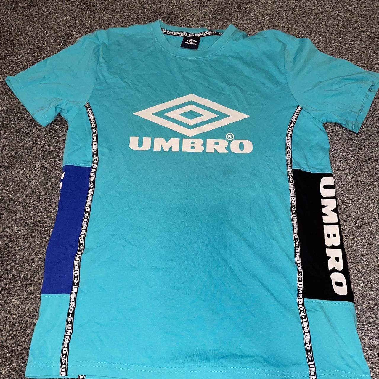Large blue retro Umbro tee, never been worn.... - Depop